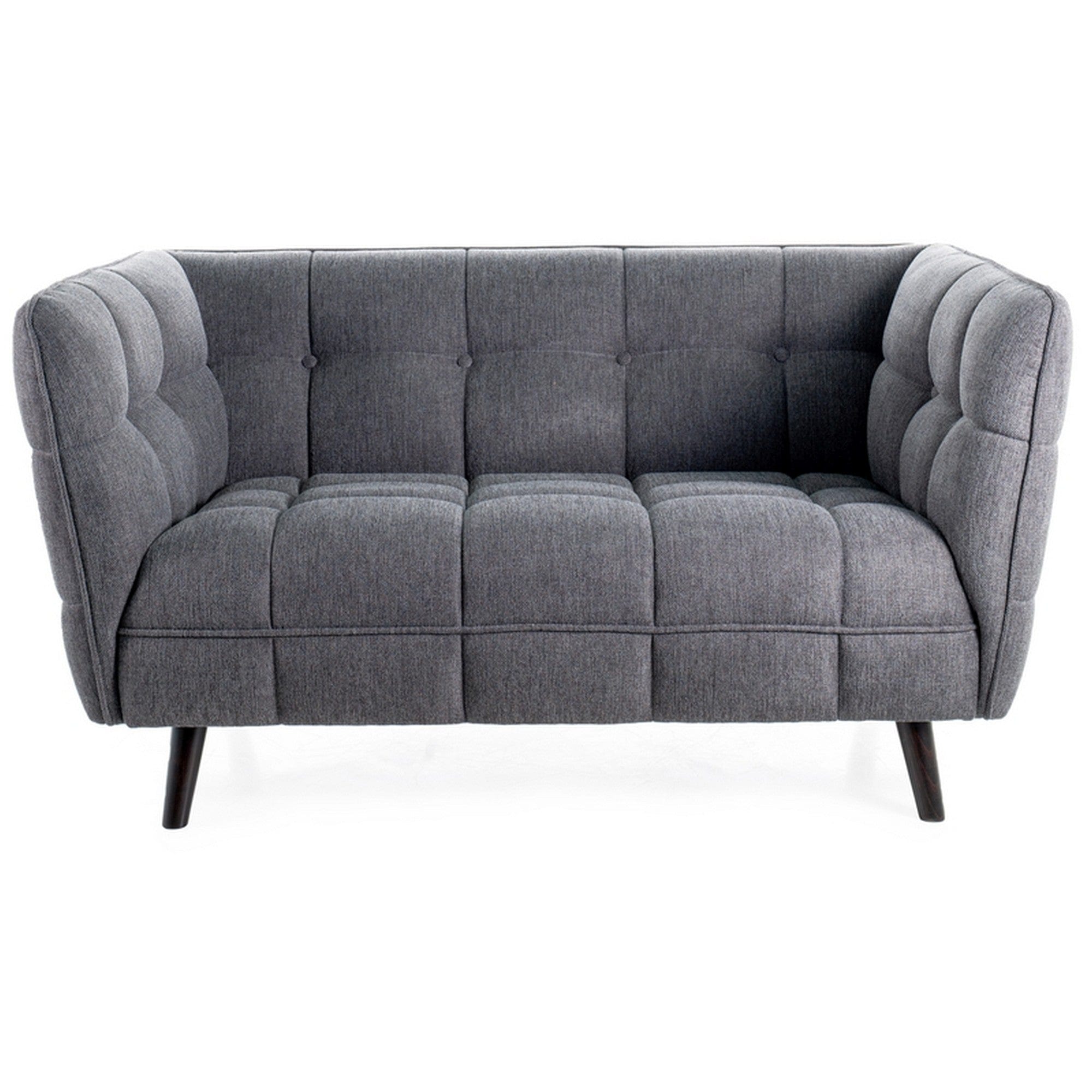 Canapea CASTELLO 2, gri inchis, stofa clasica/lemn, 145x85x78 cm ...