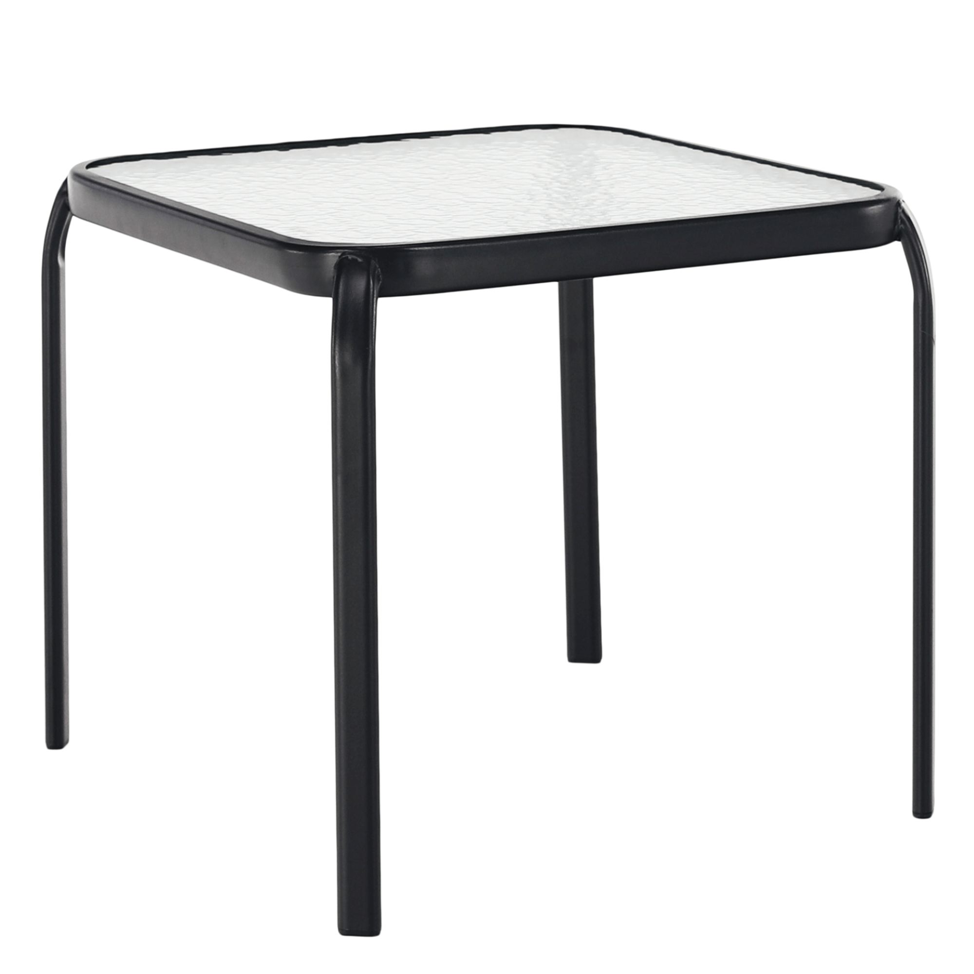 Masuta gradina RAMOL, negru, sticla securizata/otel, 50x50x46 cm ...
