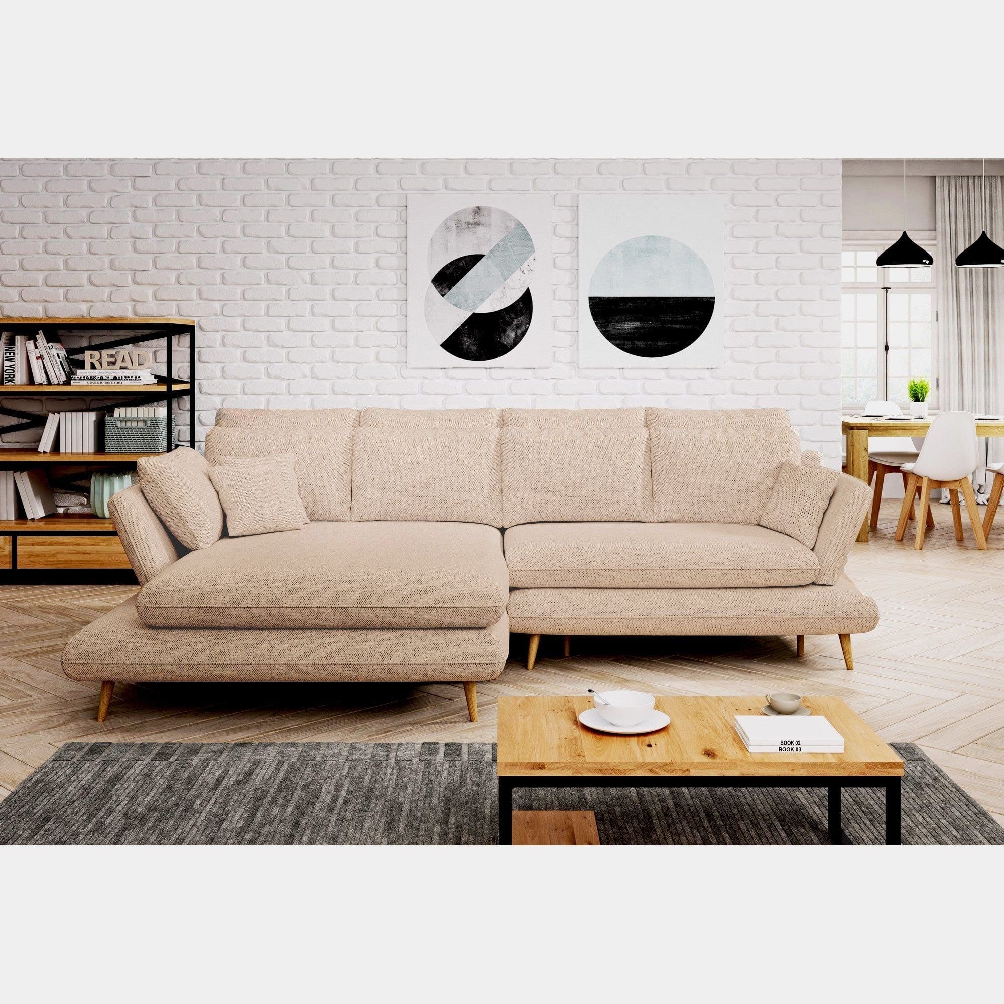 Coltar extensibil MONTE, stofa clasica bej - Austin 2, cu lada ...