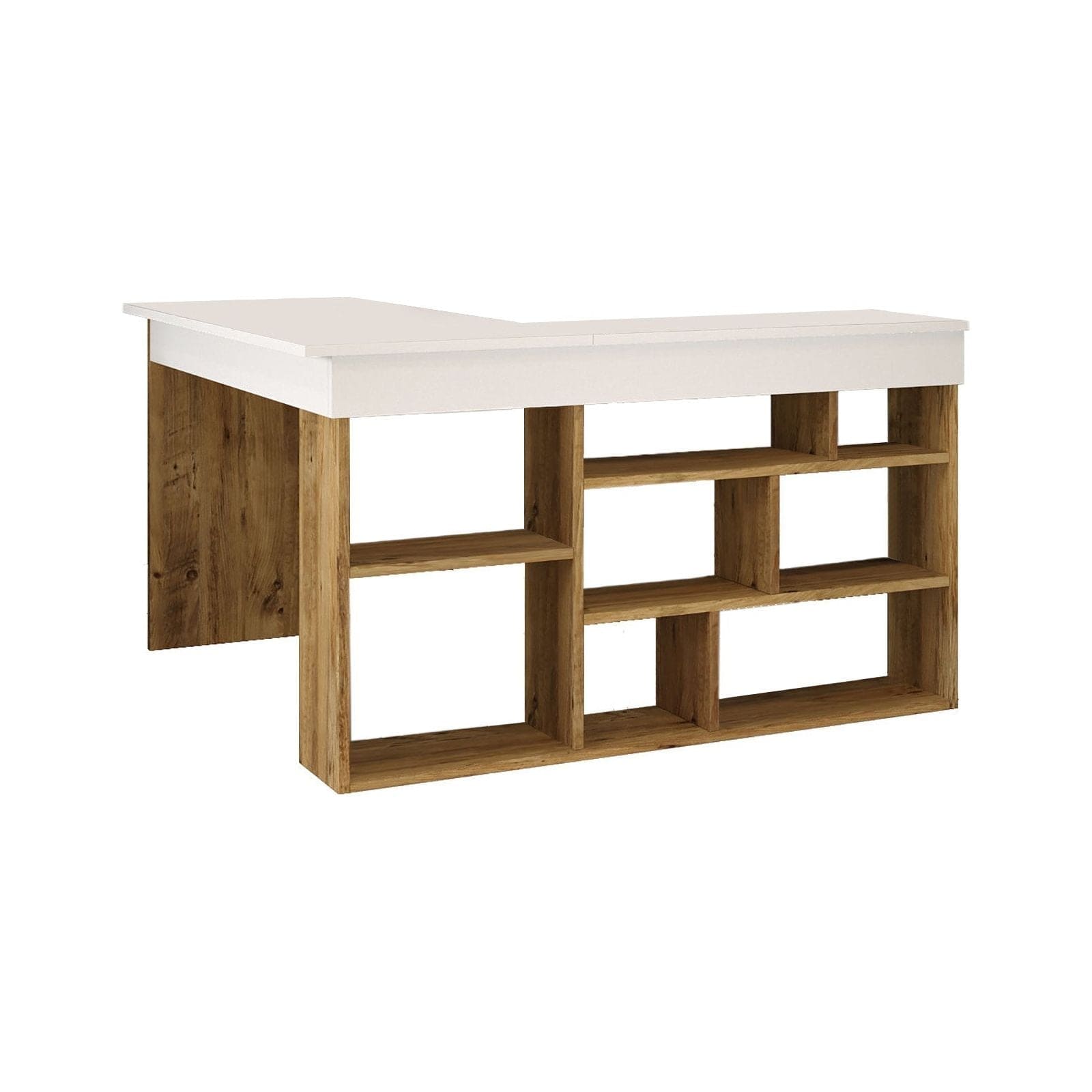 Birou CT5-AW, alb/pin atlantic, PAL melaminat, 129x120x72 cm | Acaju.ro ️